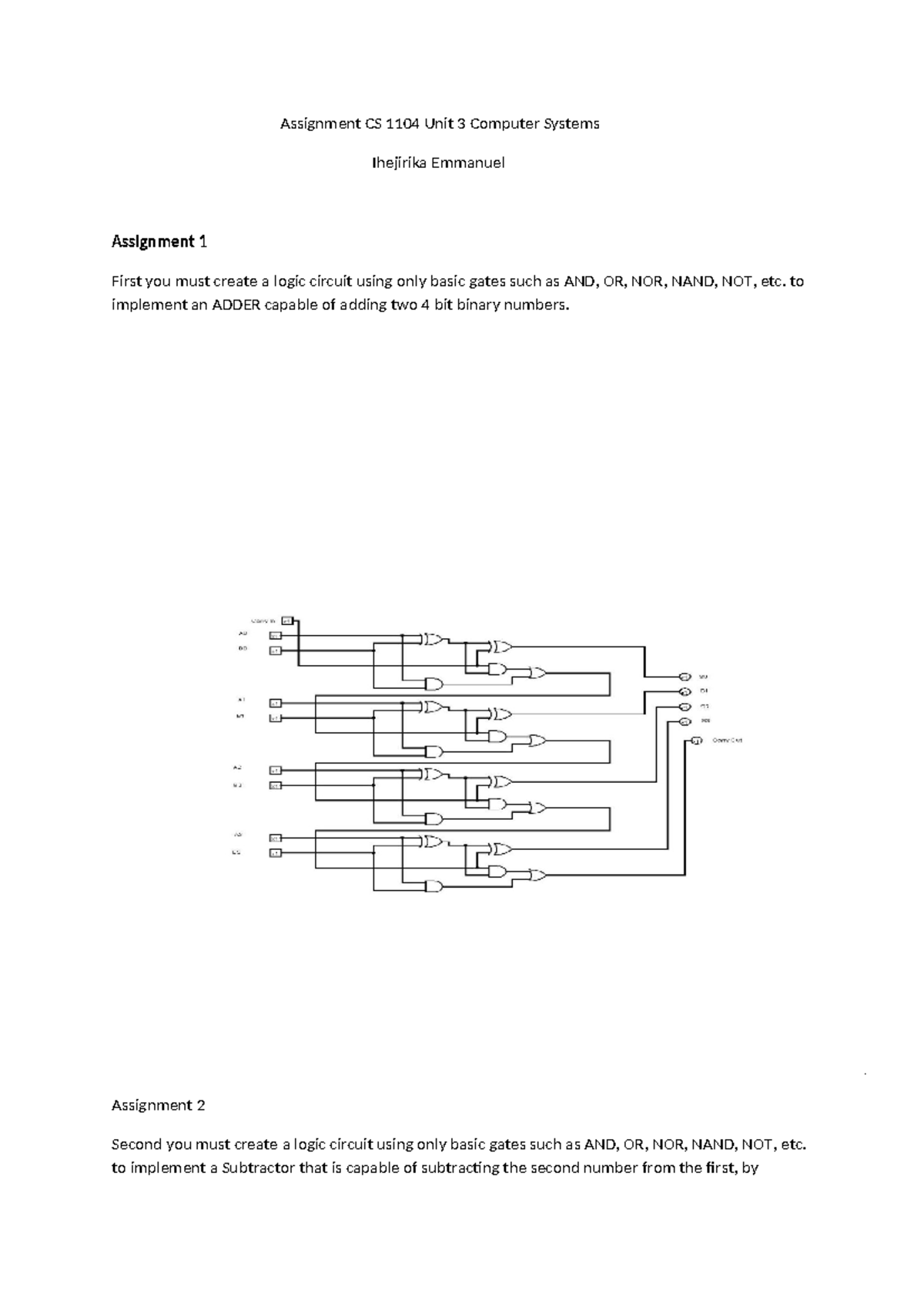 Assignment Cs 1104 Unit 3 Computer Systems Assignment Cs 1104 Unit 3