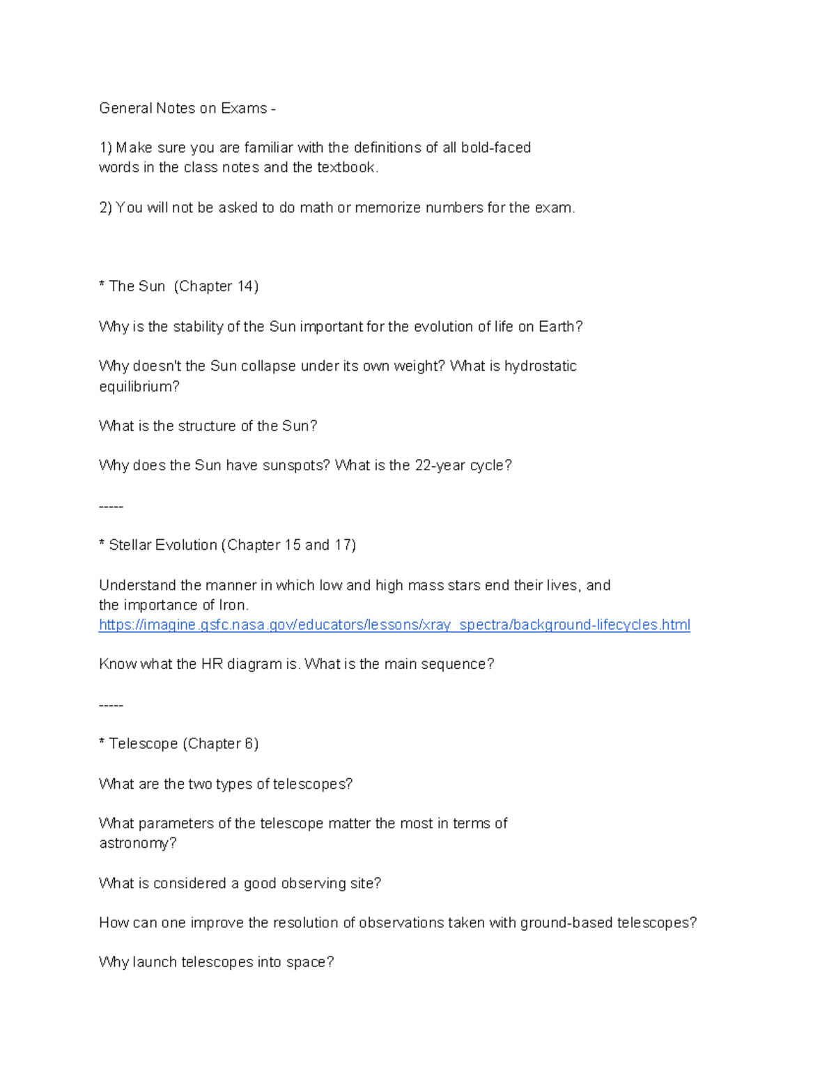 Exam 2 Review - General Notes on Exams - Make sure you are familiar ...