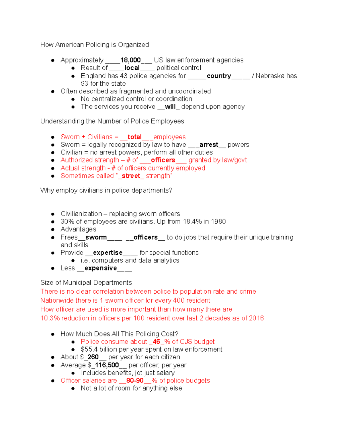 Untitled document-3 - notes - How American Policing is Organized ...