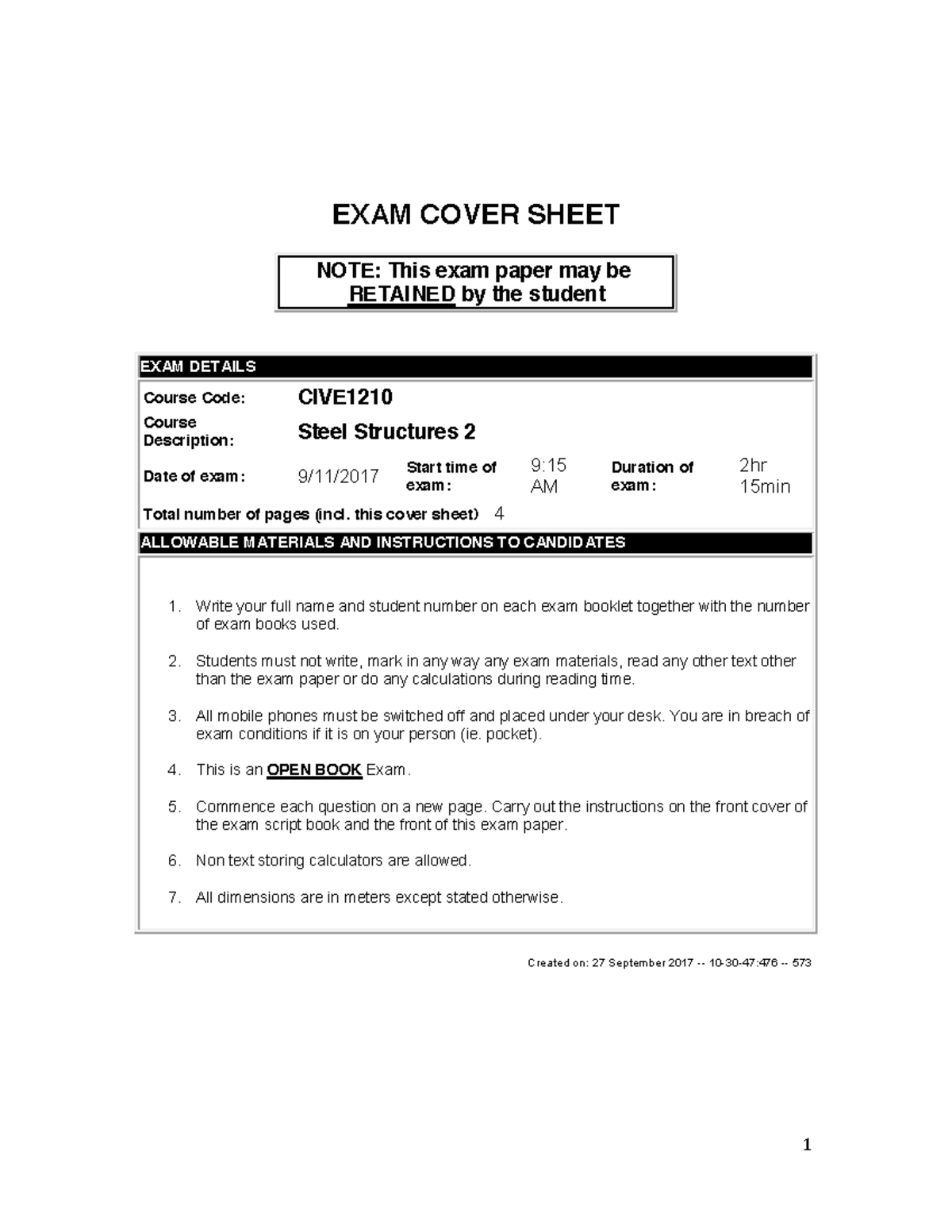 Exam 5 May 2016, questions and answers - EXAM COVER SHEET NOTE: This ...