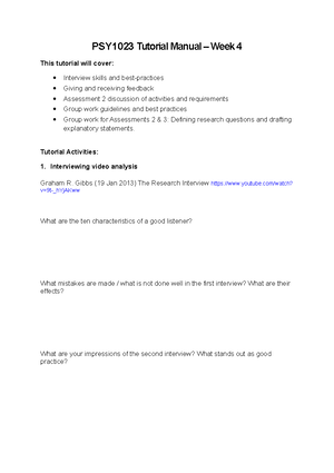 PSY1023 Week 8 Tutorial Manual Students - PSY10 23 Tutorial Manual ...