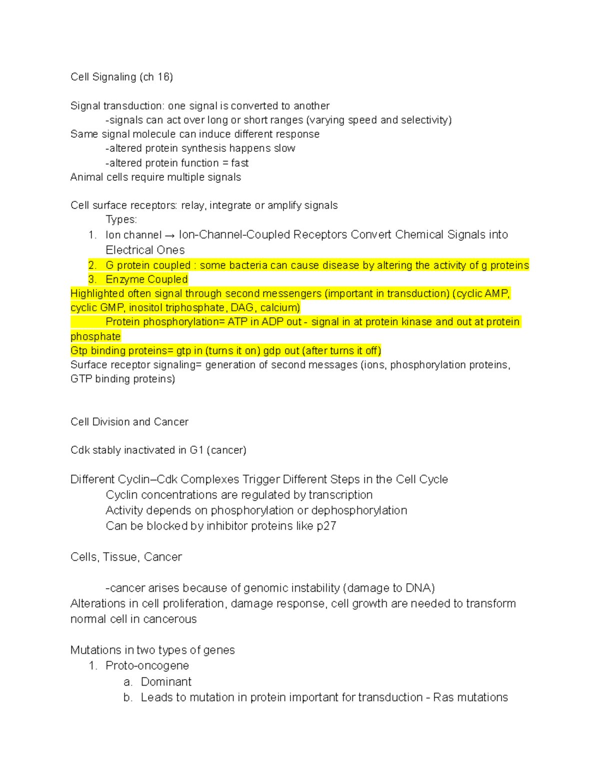 Cell Signaling Division(ch 16) - Cell Signaling (ch 16) Signal ...