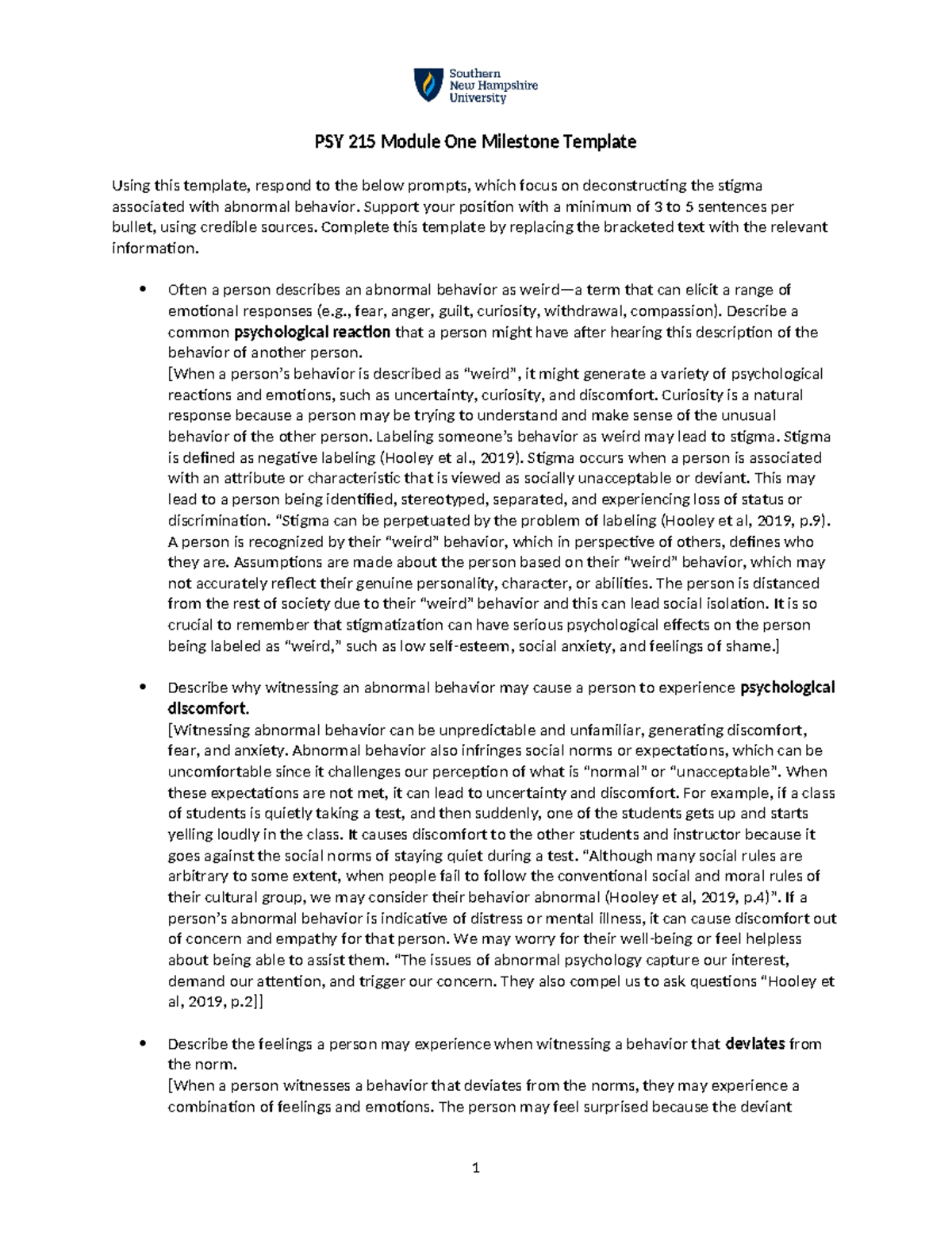 PSY 215 Module One Assignment - PSY 215 Module One Milestone Template ...