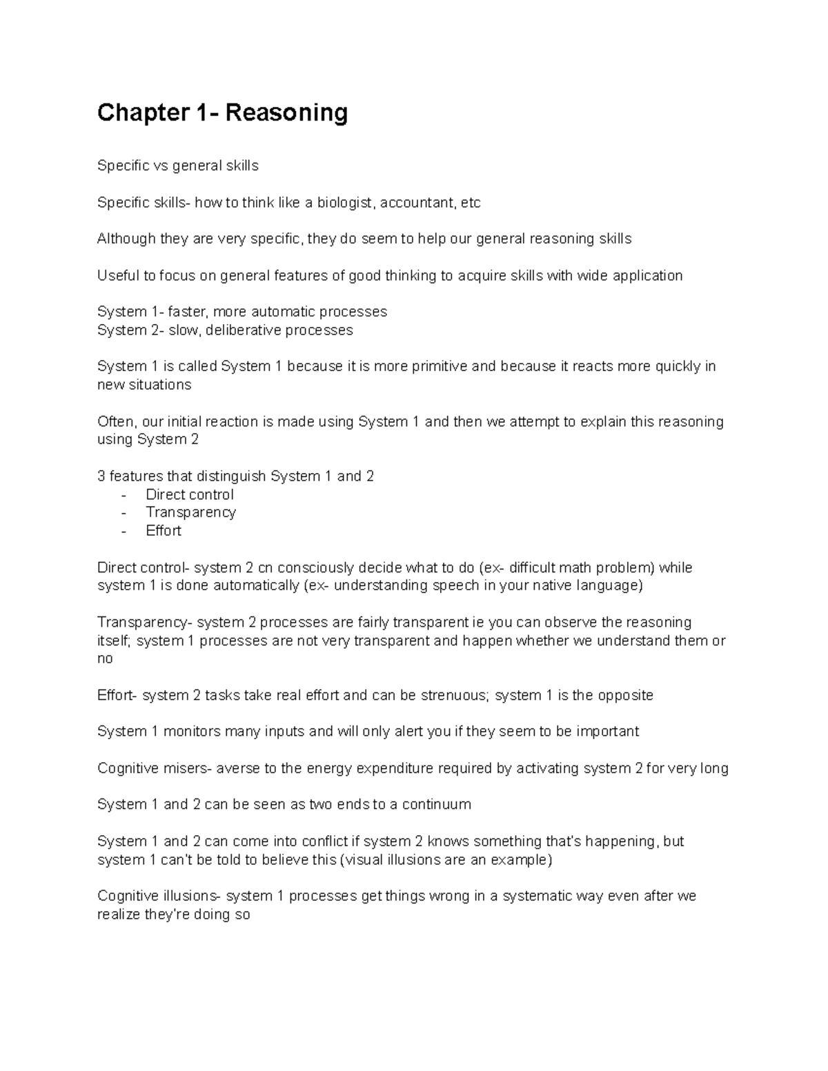 Philosophy Final Exam Study Guide - Chapter 1- Reasoning Specific vs ...