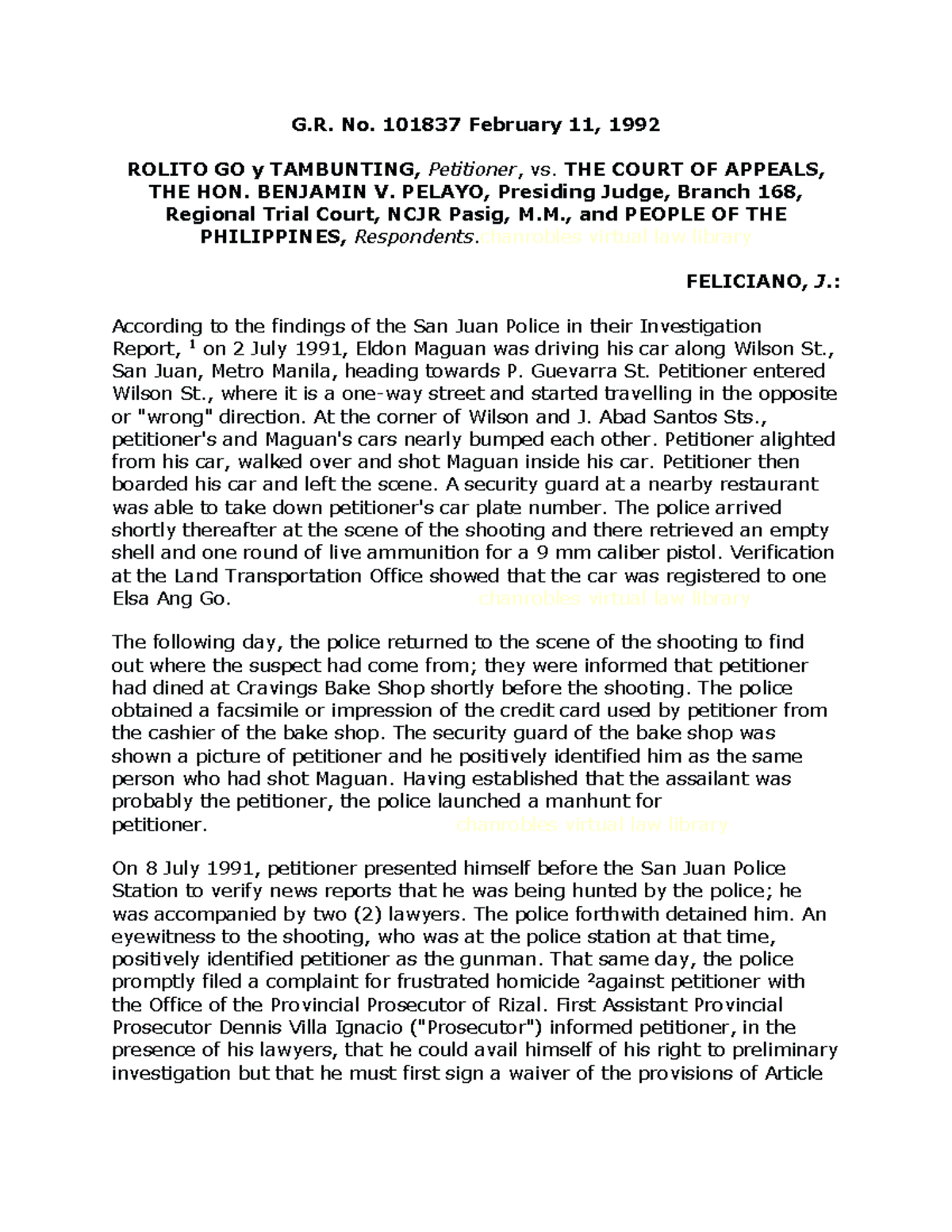 GO v CA - Highlighted points in discussion for CONSTI 2 - G. No. 101837 ...