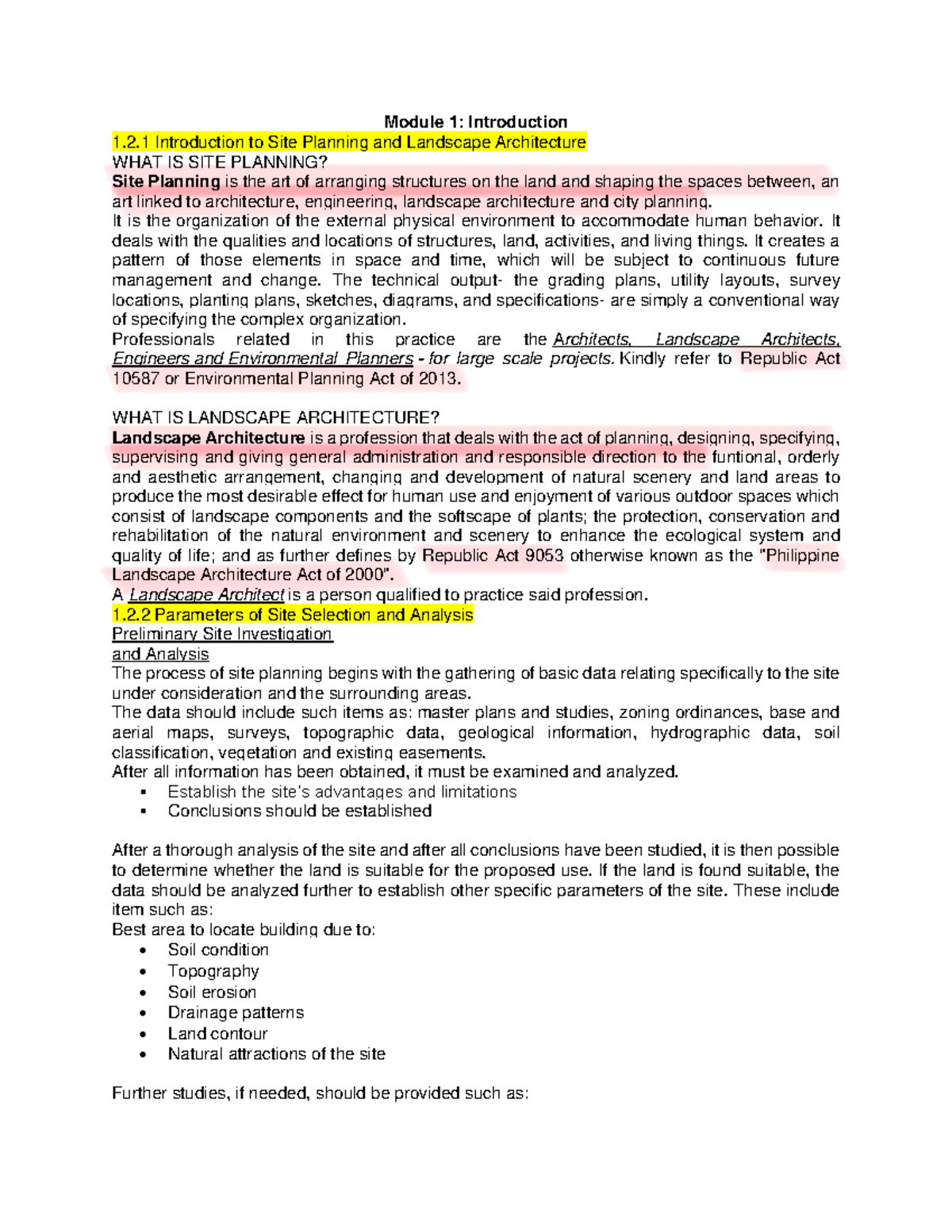 Planning-1 - sadsadas - Module 1: Introduction 1.2 Introduction to Site ...