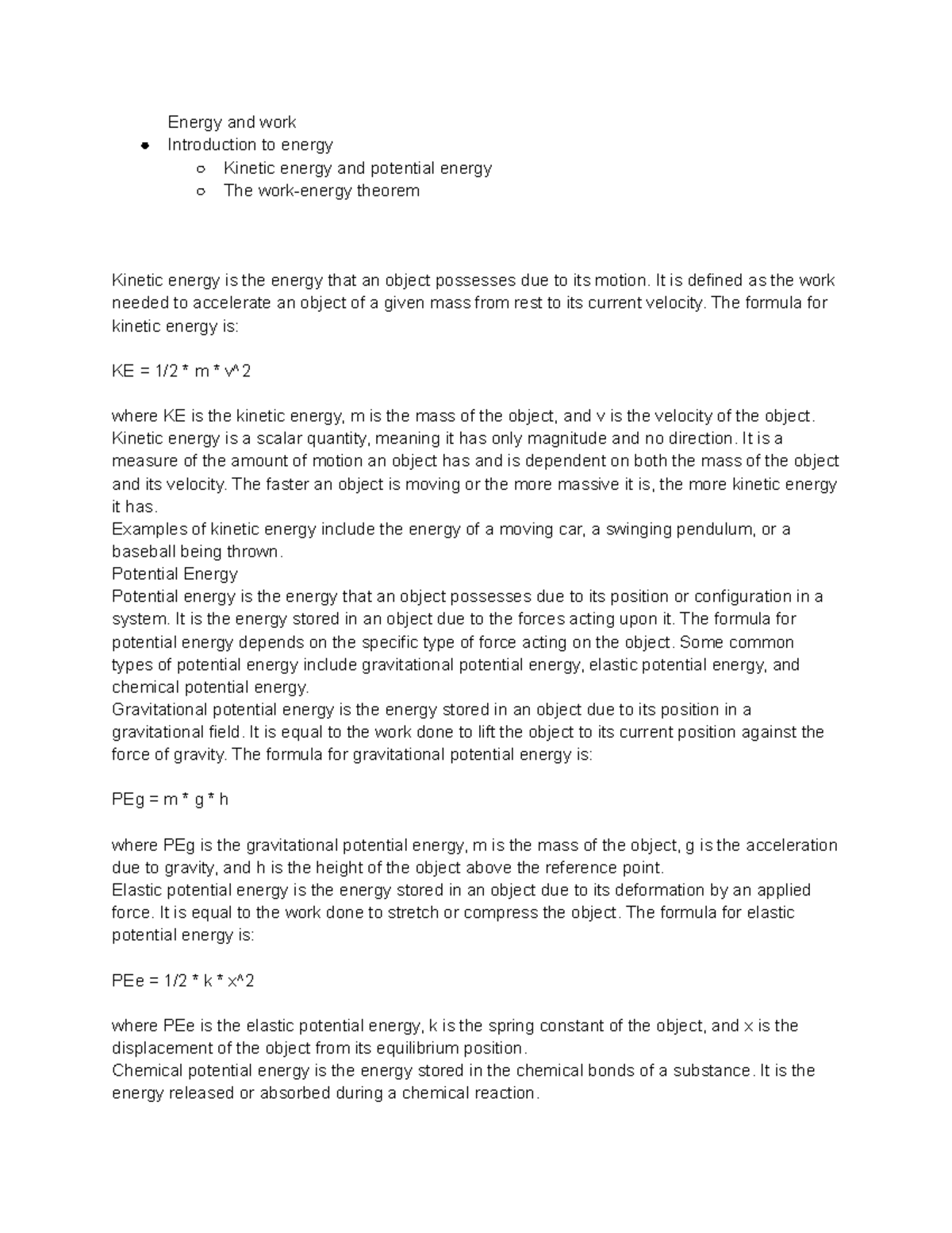 Introduction to energy - It is defined as the work needed to accelerate ...