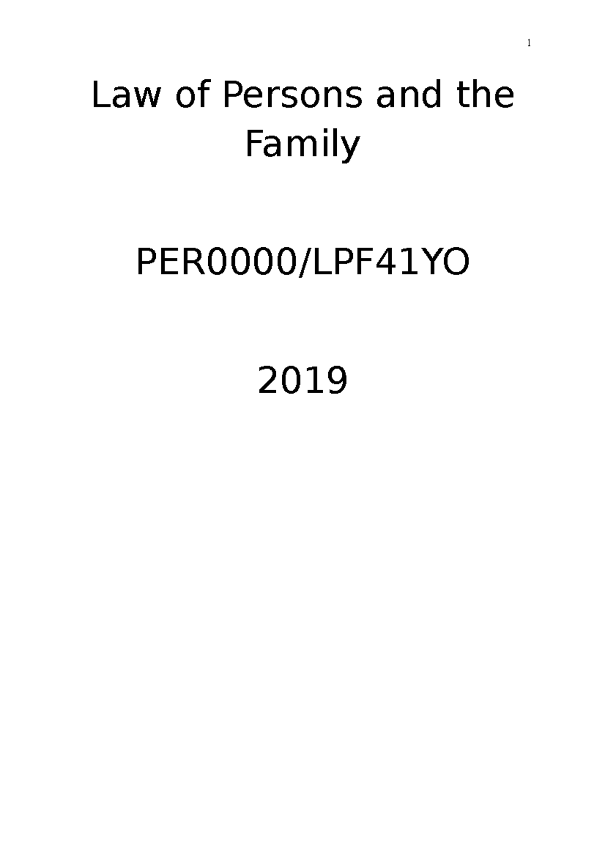 Study guide Family Law 2019 (1) - Law of Persons and the Family PER0000 ...