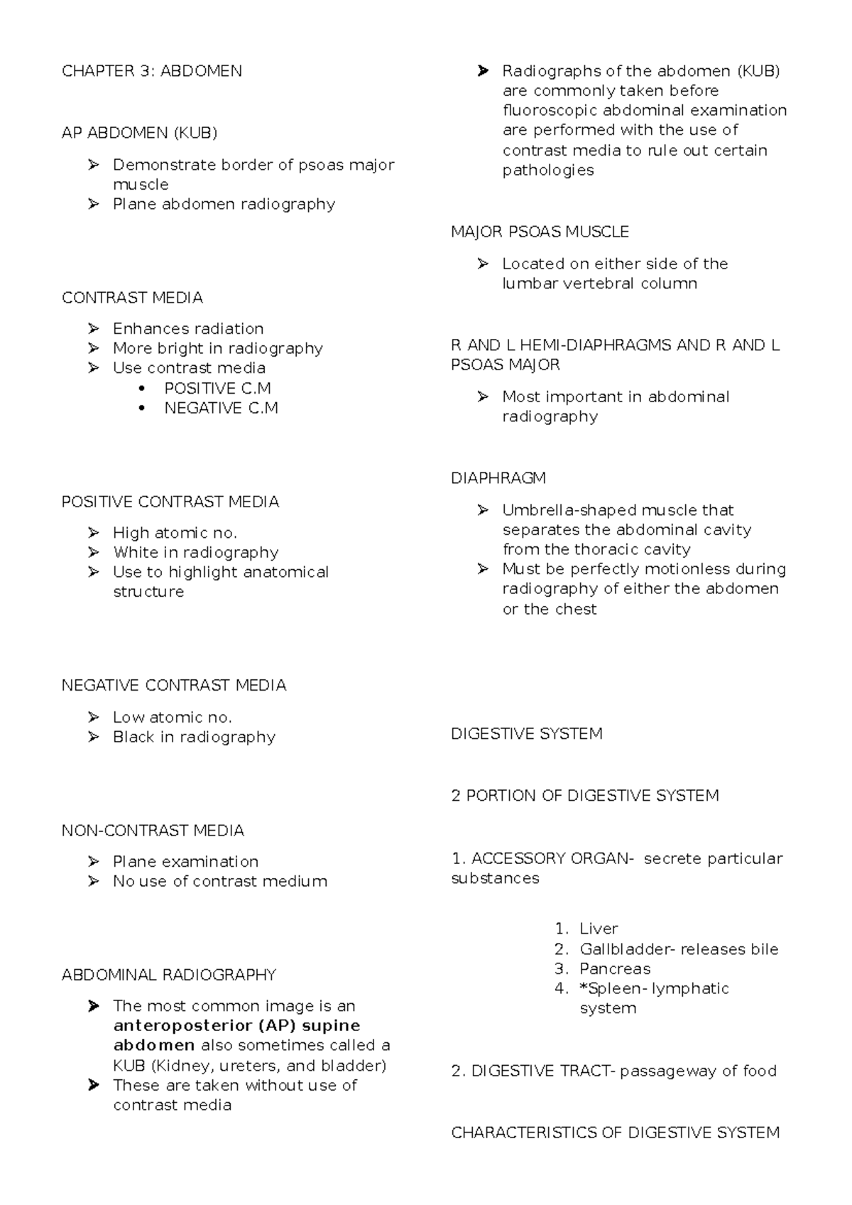 Chapter-3 - lecture - CHAPTER 3: ABDOMEN AP ABDOMEN (KUB) Demonstrate ...