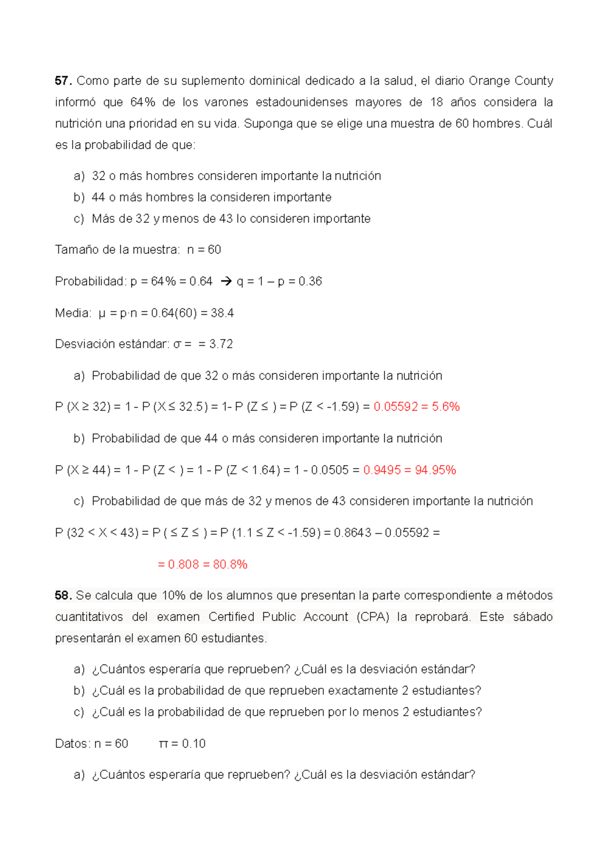 Problemas - 57. Como parte de su suplemento dominical dedicado a la ...