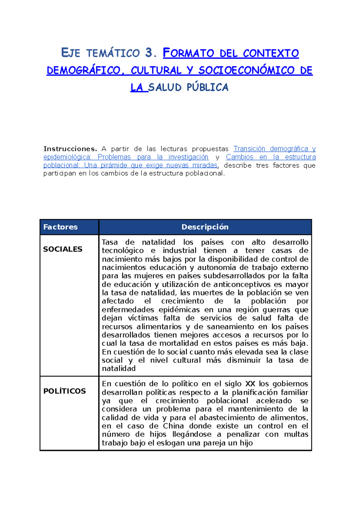 Eje 3, Act 1.salud publica - EJE TEMÁTICO 3. F ORMATO DEL CONTEXTO ...