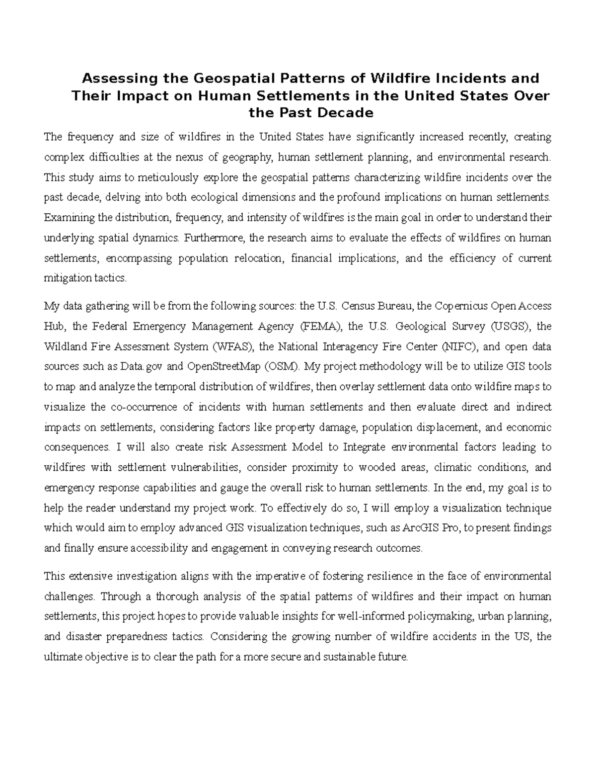 GIS Project Proposal - contract - Assessing the Geospatial Patterns of ...