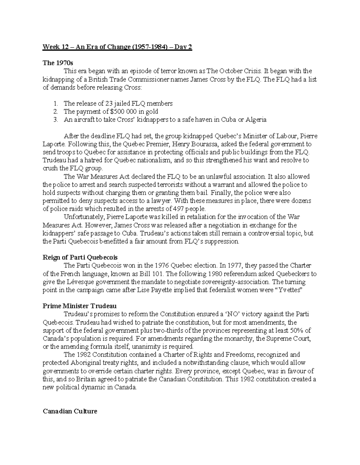 An Era of Change (1957-1984) – Part 2 Summary - Week 12 – An Era of ...