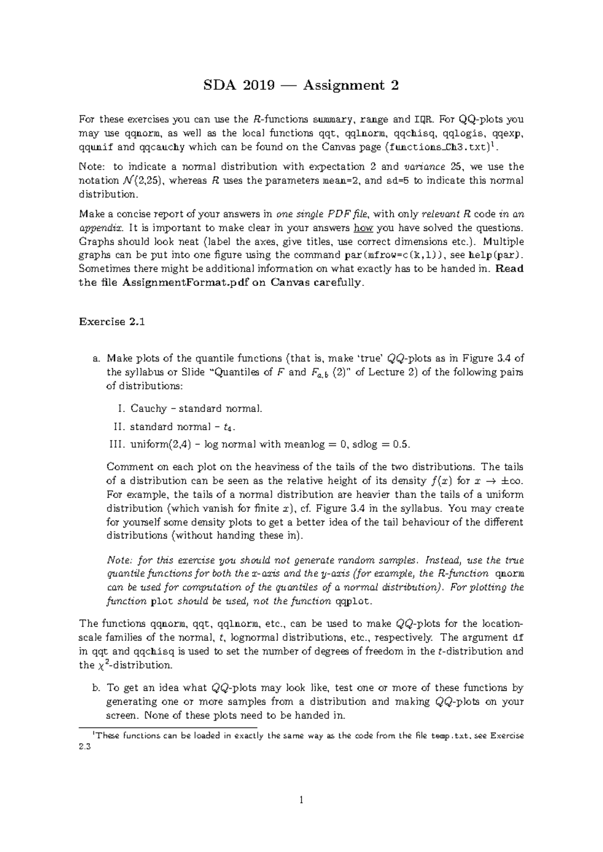 Assignment 2 SDA - SDA 2019 — Assignment 2 For these exercises you can ...