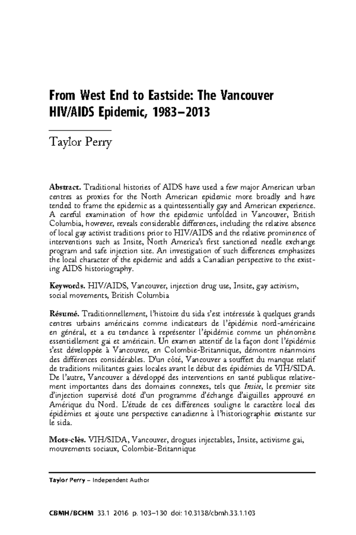 Aids in Vancouver - its aids - From West End to Eastside: The Vancouver ...