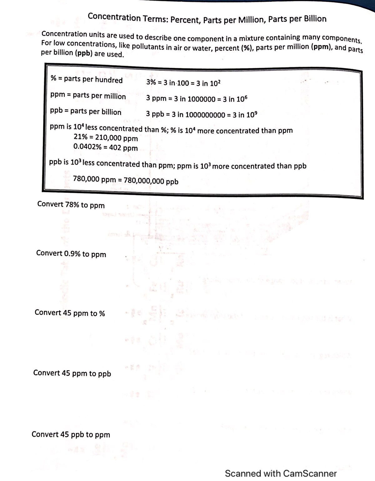 Concentration questions chem - CHEM 9 - Studocu