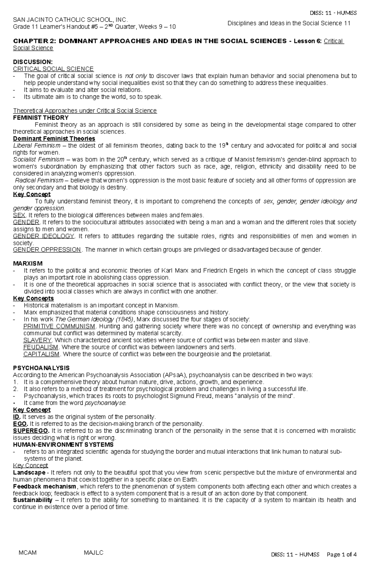 DISS 11 Humss Handouts 5&6 - Disciplines and Ideas in the Social ...