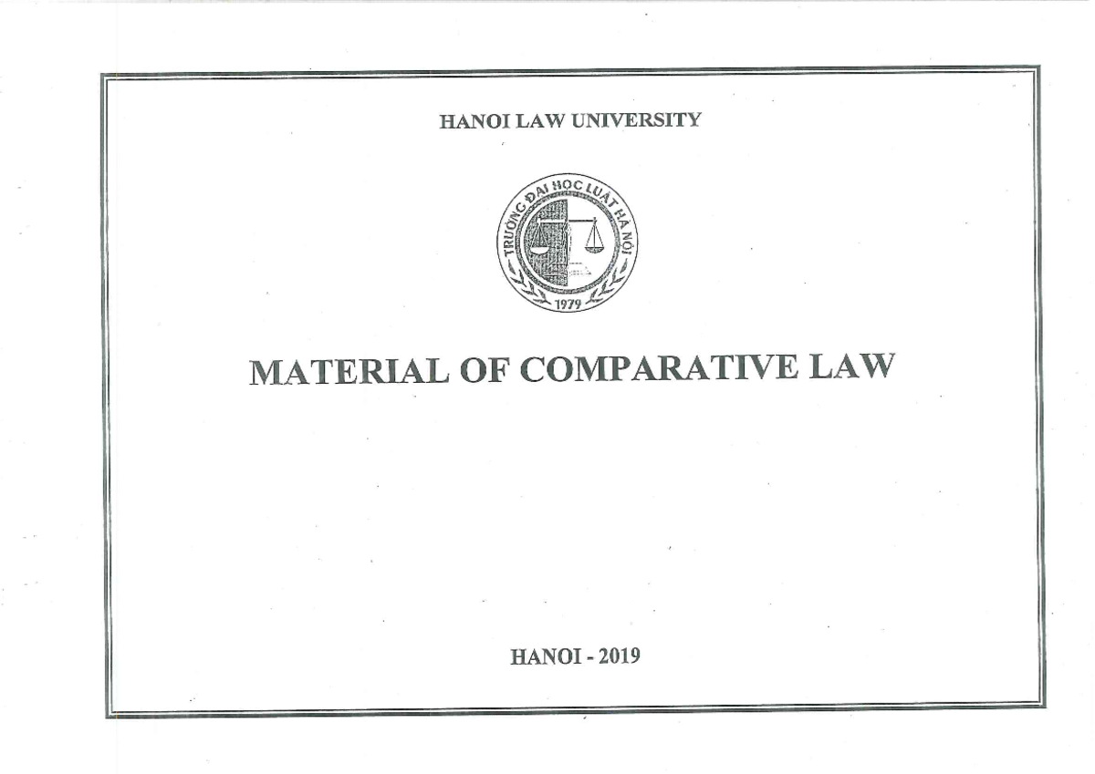 Materials of Comparative Law - Studocu