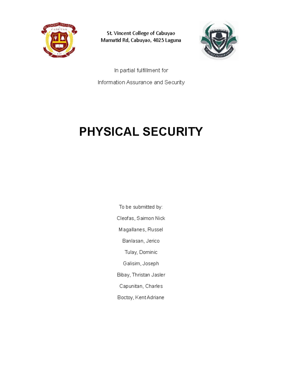 Physical Security IN IAS - Mamatid Rd, Cabuyao, 4025 Laguna In partial ...