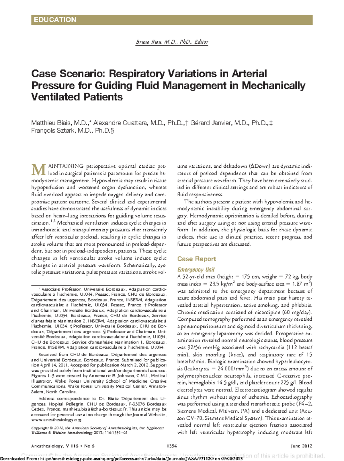 Respiratory Variations in Arterial Pressure for Guiding Fluid ...