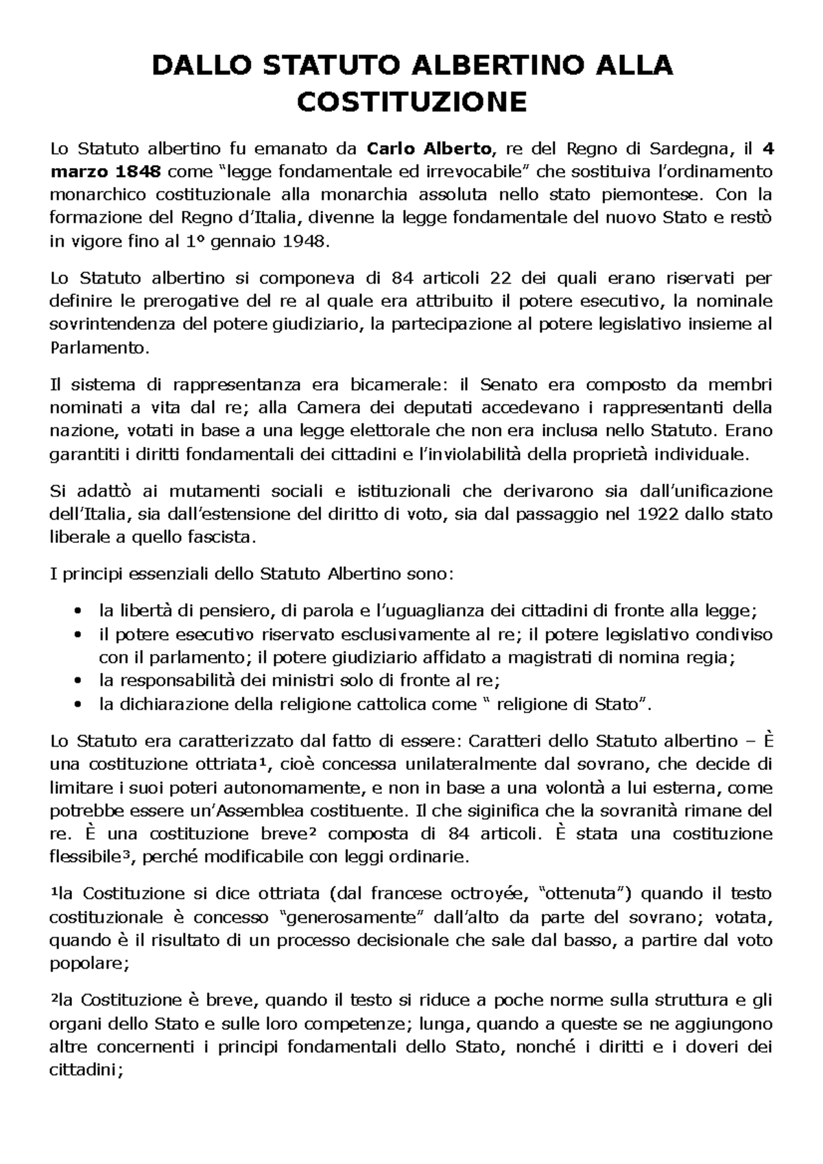 Lo statuto albertino - DALLO STATUTO ALBERTINO ALLA COSTITUZIONE Lo ...