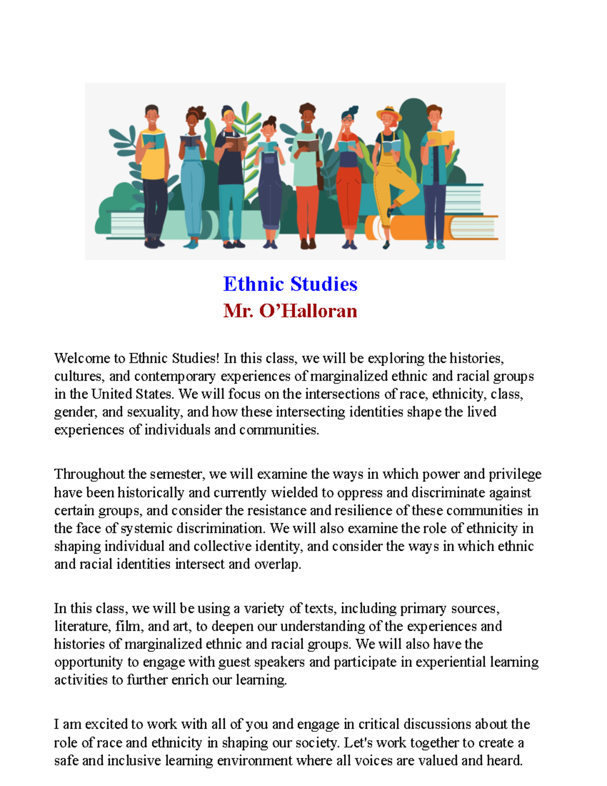 Zebastian Cortez - Ethnic Studies Syllabus - Ethnic Studies Mr. O ...
