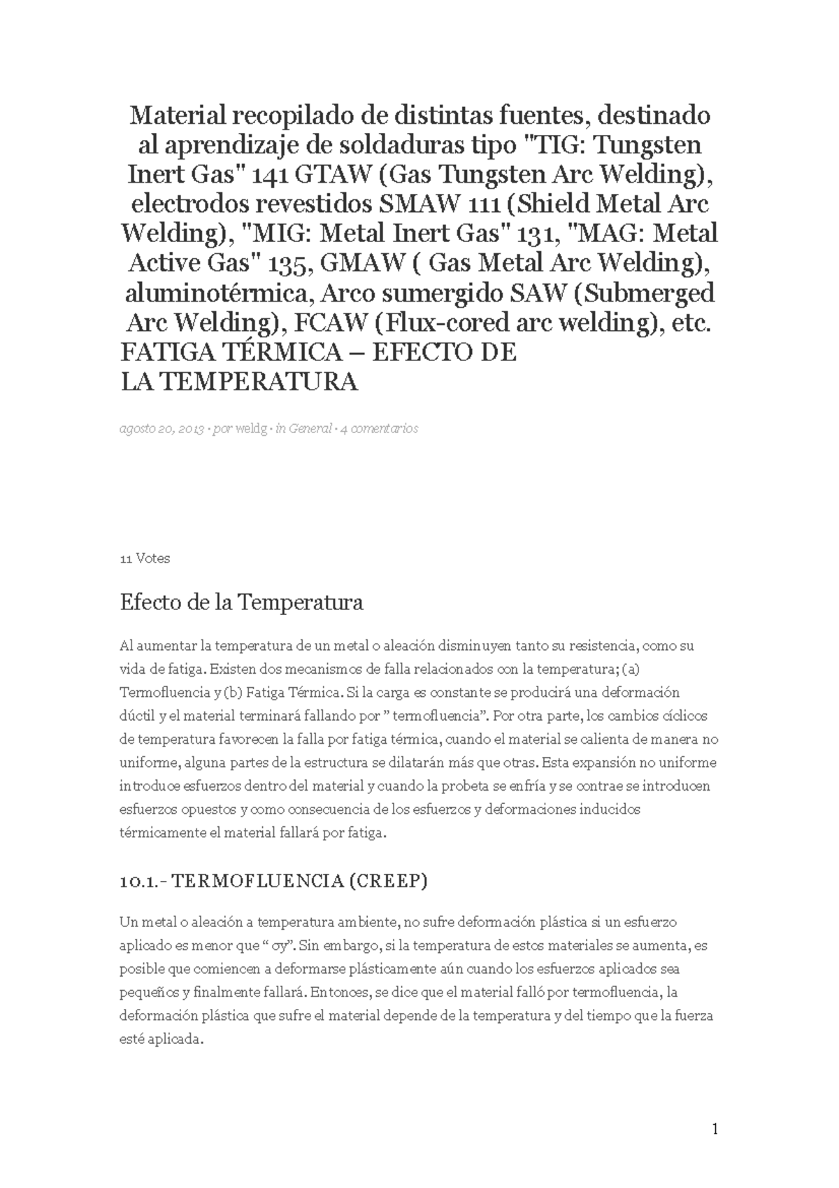 Material recopilado de distintas fuentes - FATIGA TÉRMICA – EFECTO DE ...
