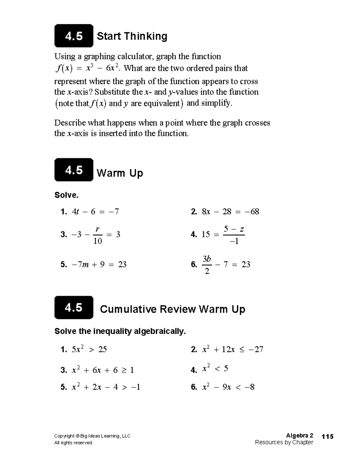 Chapter 4.5 Resources - jpo[ - Copyright © Big Ideas Learning, LLC ...