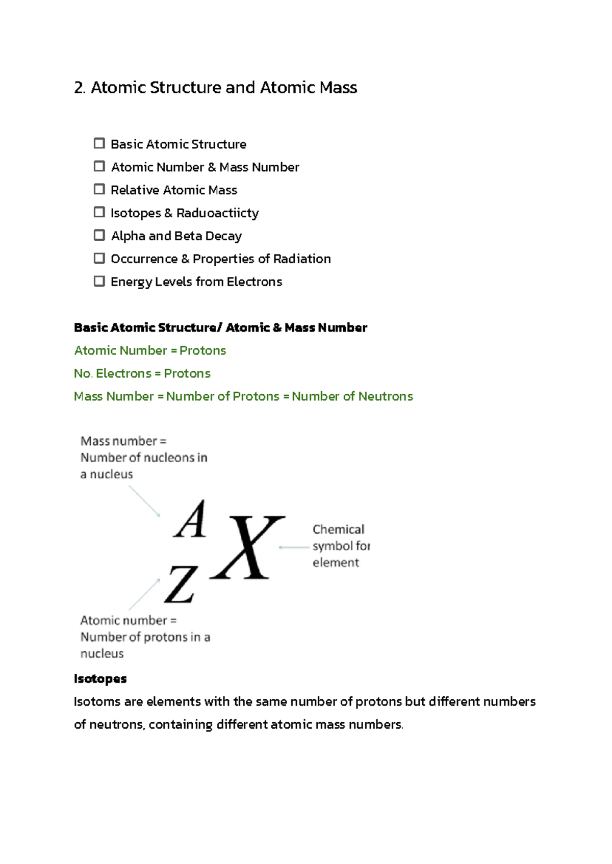 Chemistry Slideshow Notes - 2. Atomic Structure and Atomic Mass Basic ...
