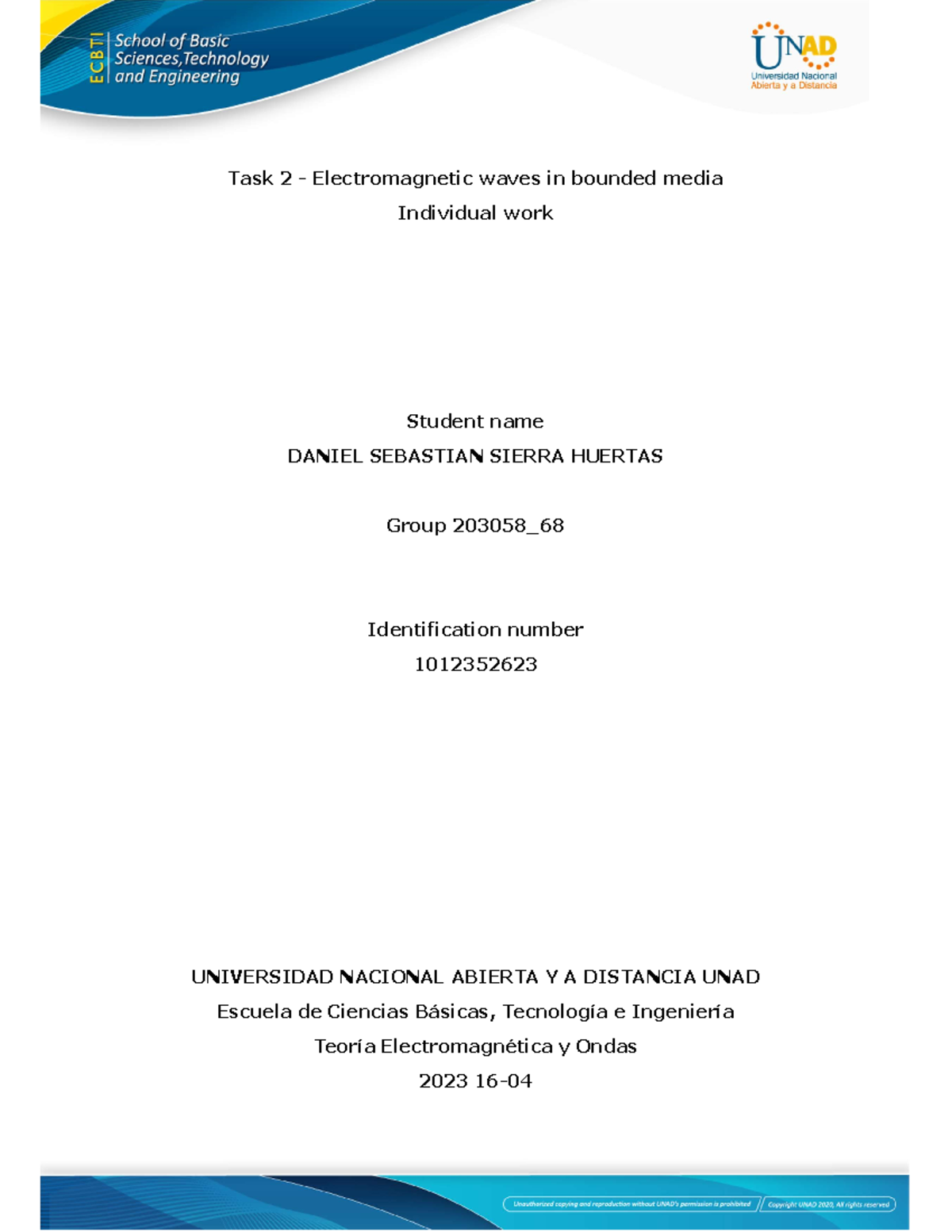 Task 2 Actividad 2 Teoria Electromagnetica Task 2 Electromagnetic Waves In Bounded Media