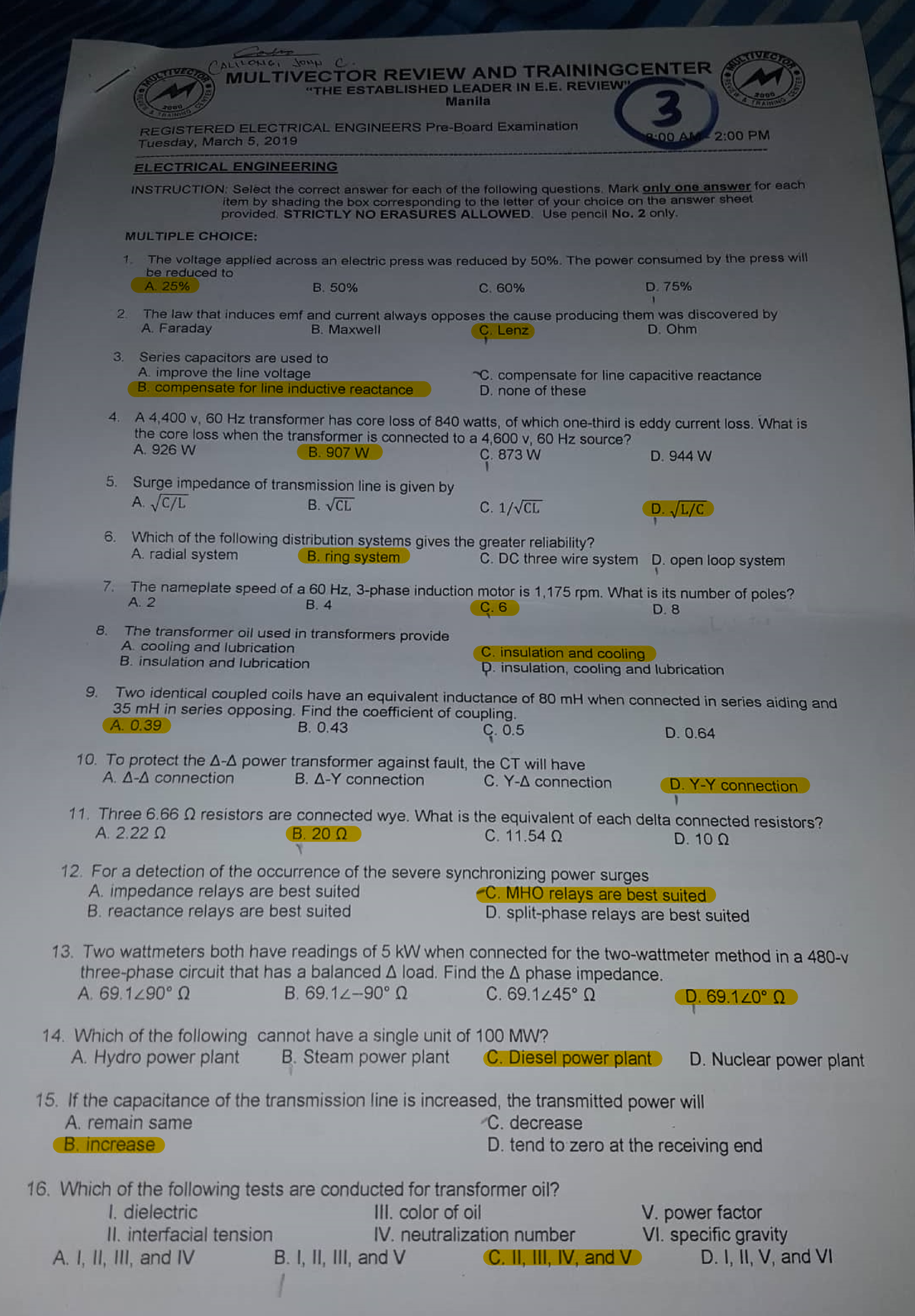 EE - Reviewer - Electrical Engineering - University of the Philippines - Studocu