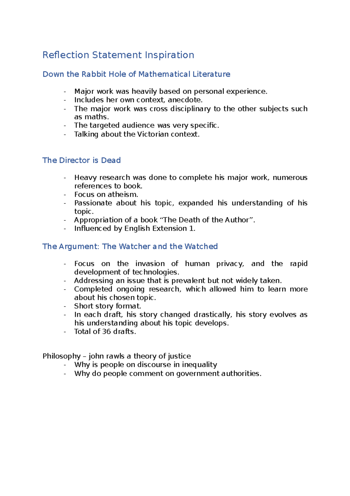 Reflection Statement Inspiration - Includes her own context, anecdote ...