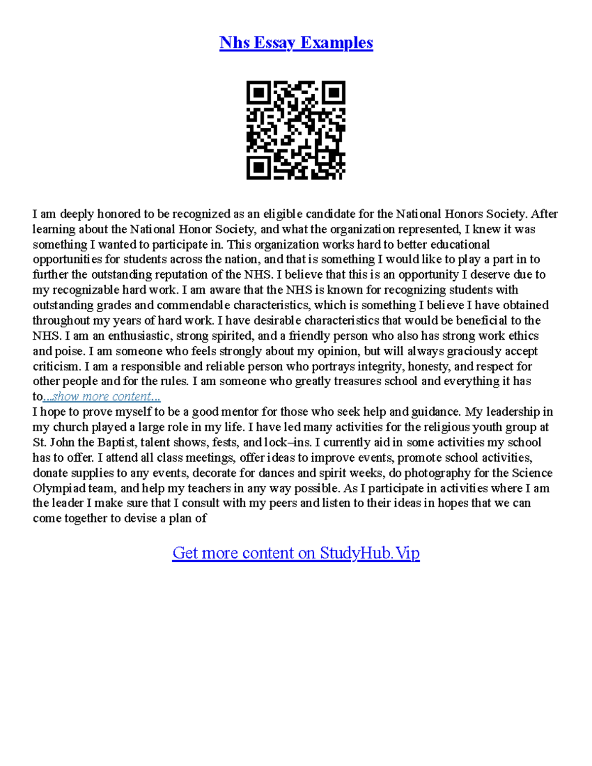 Nhs Essays Nhs Essays - Nhs Essay Examples I am deeply honored to be ...