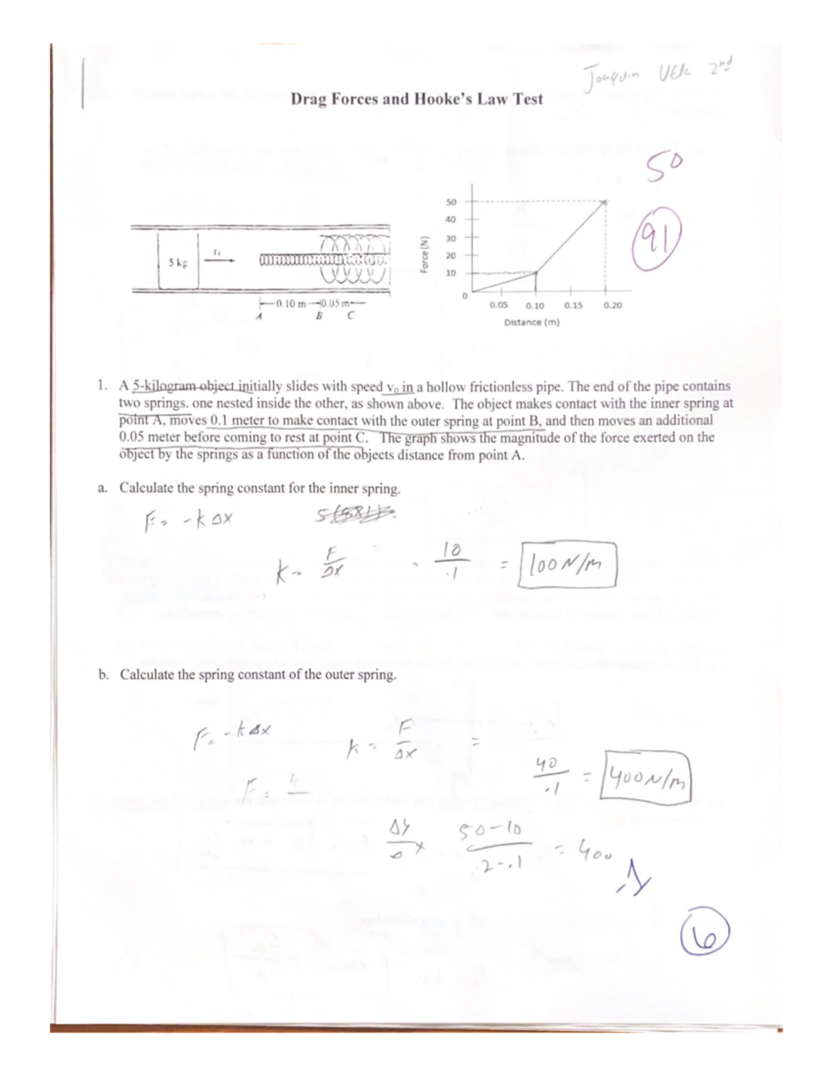 Drag Forces And Hookes Law Test - Studocu