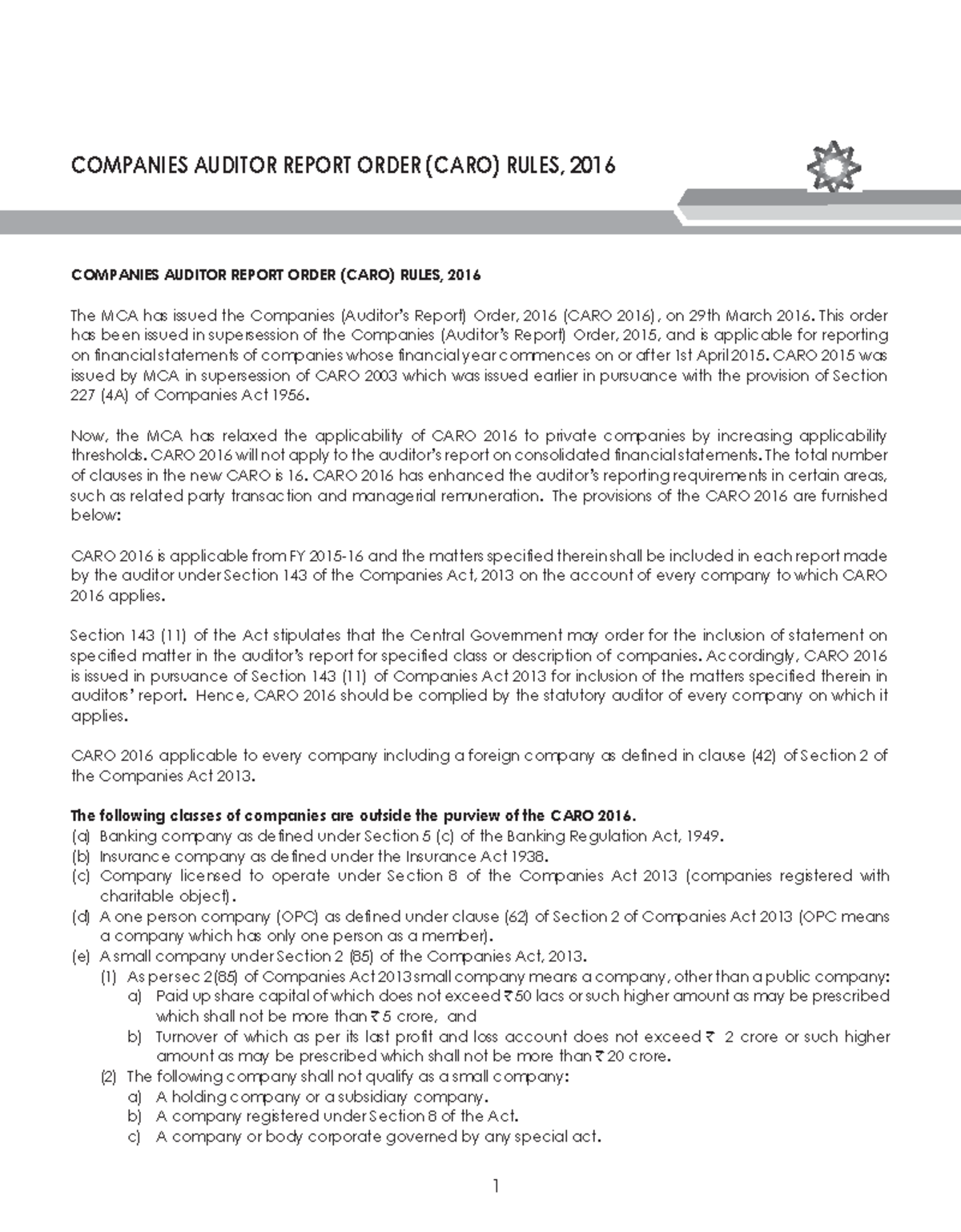 CARO-2016 - Caro report - COMPANIES AUDITOR REPORT ORDER (CARO) RULES ...