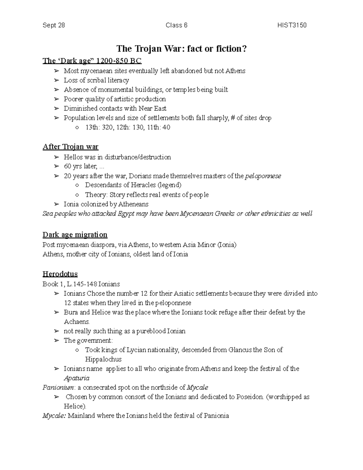 Class 6 notes: The Trojan War: fact or fiction? - Sept 28 Class 6 HIST ...