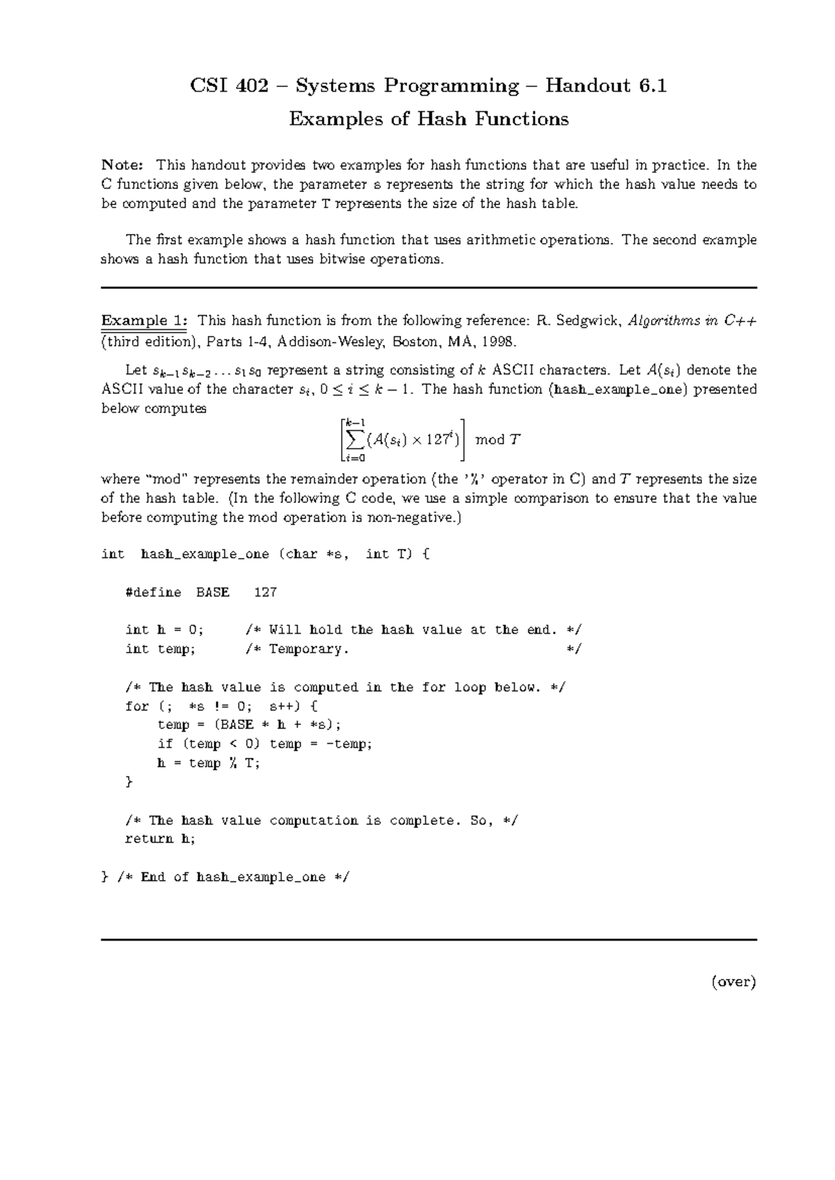 Handout 06 (6.1/6.2) - CSI 402 – Systems Programming – Handout 6 ...