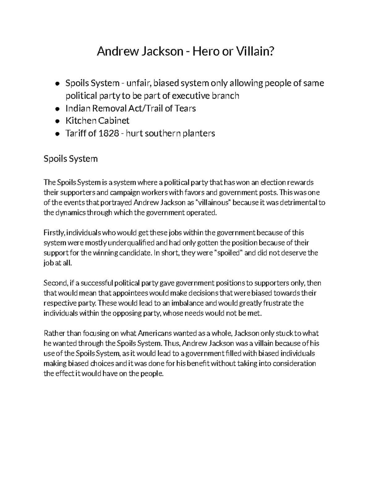 Andrew Jackson - Hero or Villain - This was one of the events that portrayed Andrew Jackson as ...