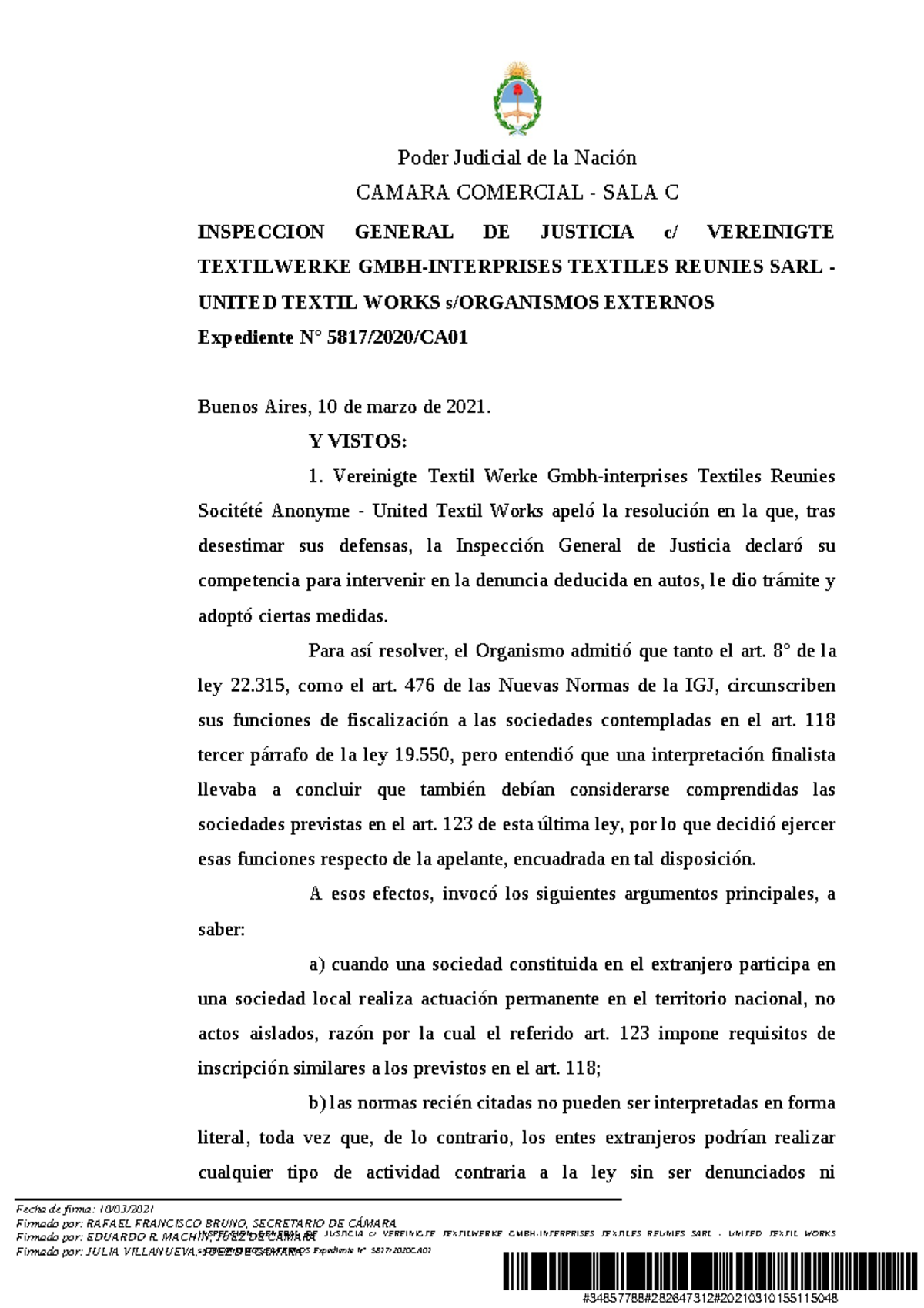 Fallo - Poder Judicial de la Nación CAMARA COMERCIAL - SALA C ...
