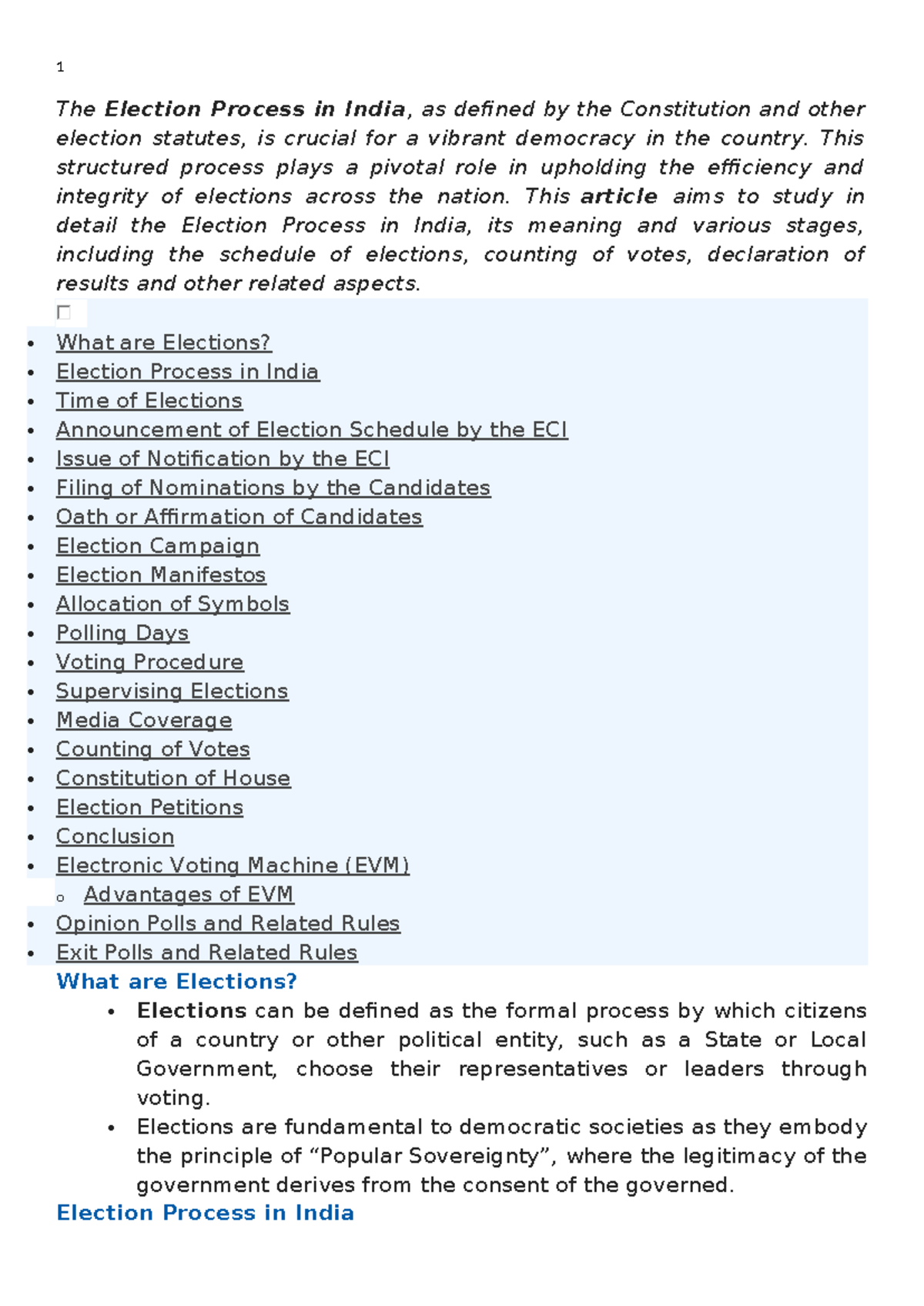 Election Process in India - This structured process plays a pivotal ...