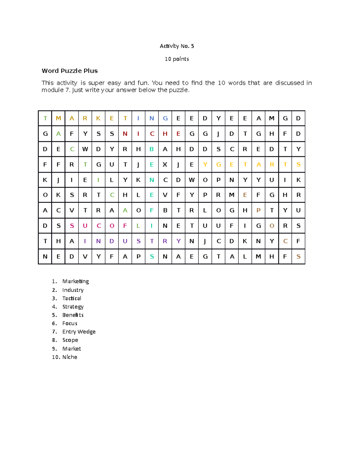 Activity No. 5 - Activity No. 5 10 points Word Puzzle Plus This ...