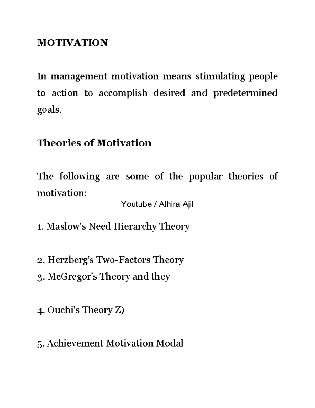 Motivation theories watermark - MOTIVATION In management motivation ...