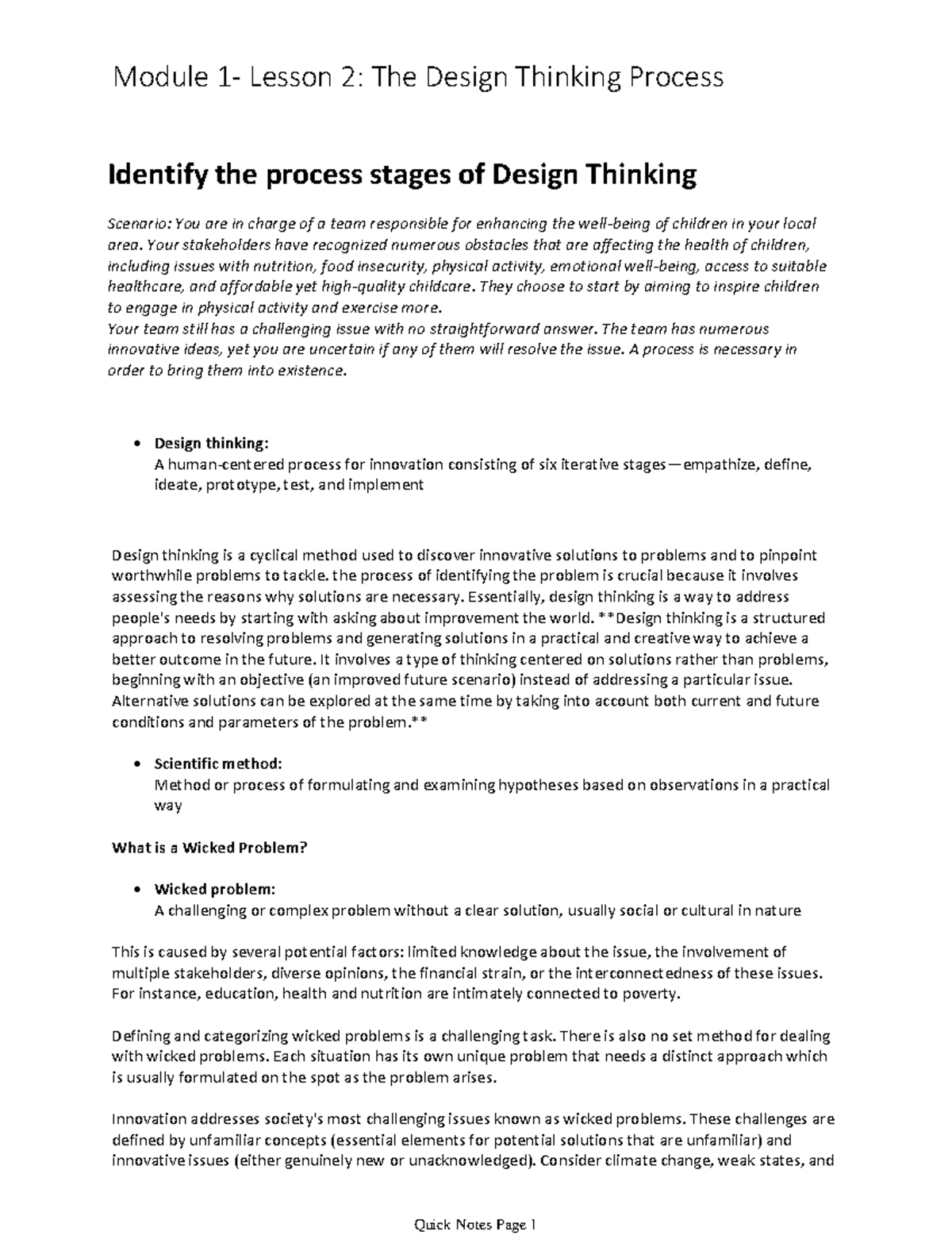 Module 1- Lesson 2 The Design Thinking Process - Identify the process ...