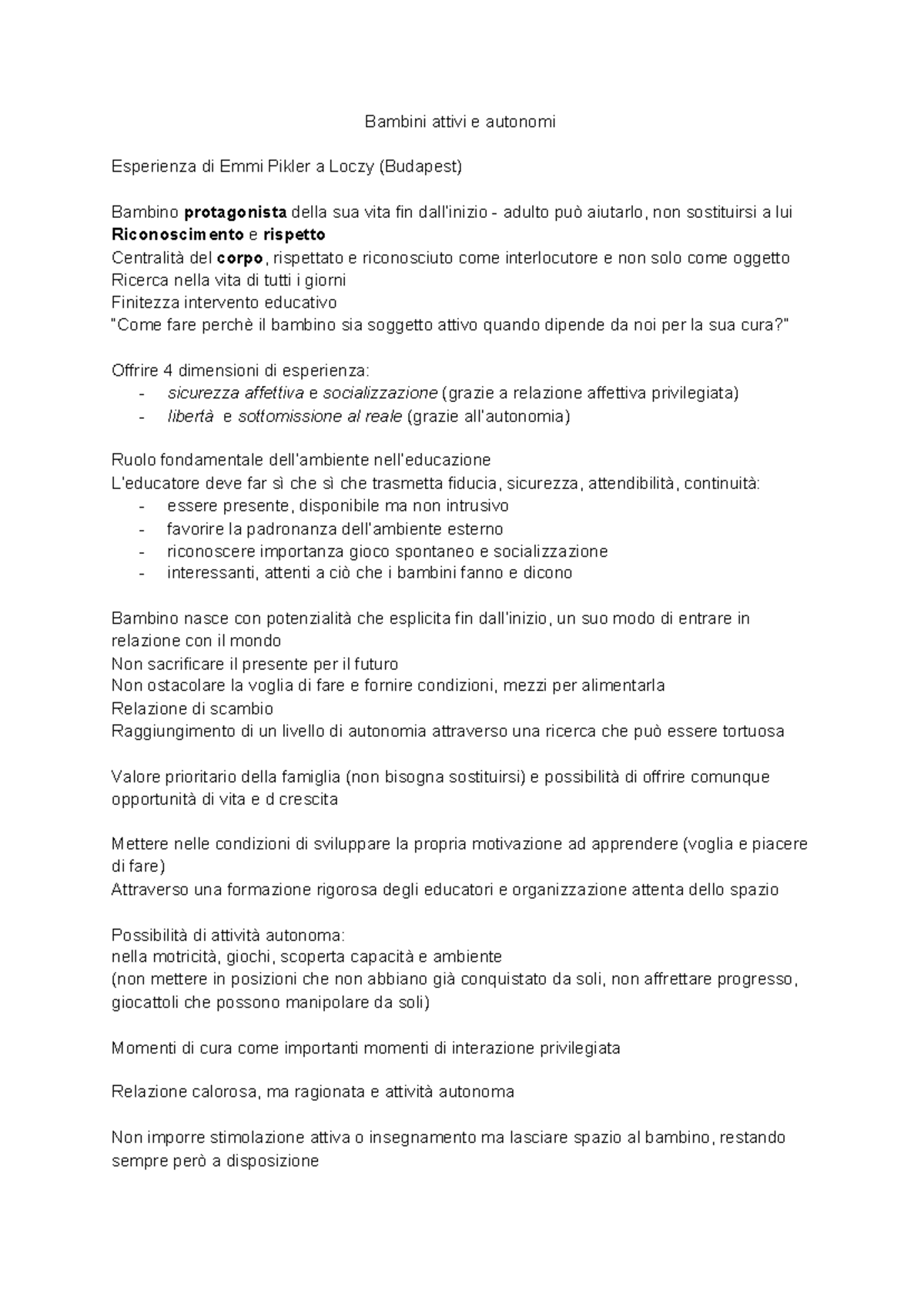 Bambini attivi e autonomi - Bambini attivi e autonomi Esperienza di ...