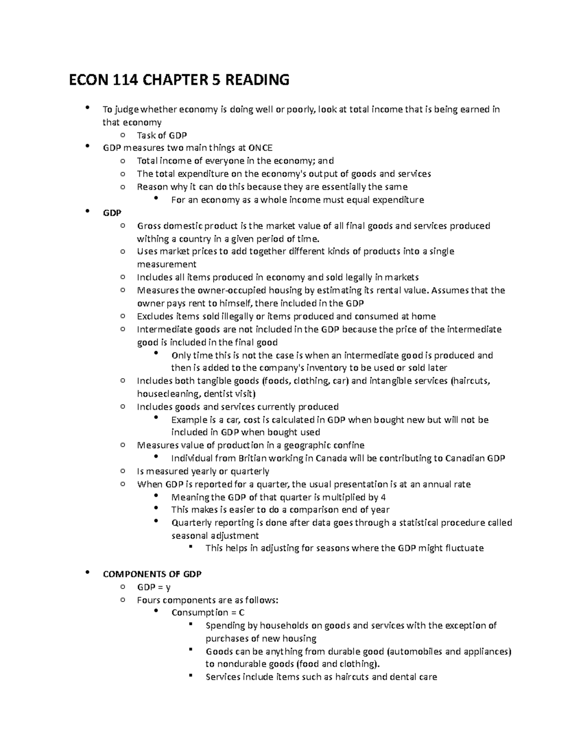 ECON 114 Chapter 5 Reading - ECON 114 CHAPTER 5 READING To judge whether economy is doing well ...