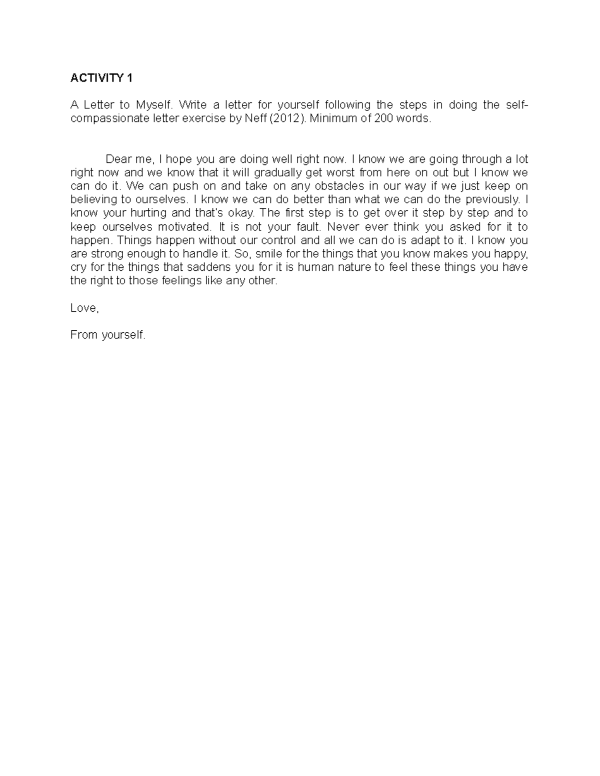 Module 8 GE1 Yes ACTIVITY 1 A Letter To Myself Write A Letter