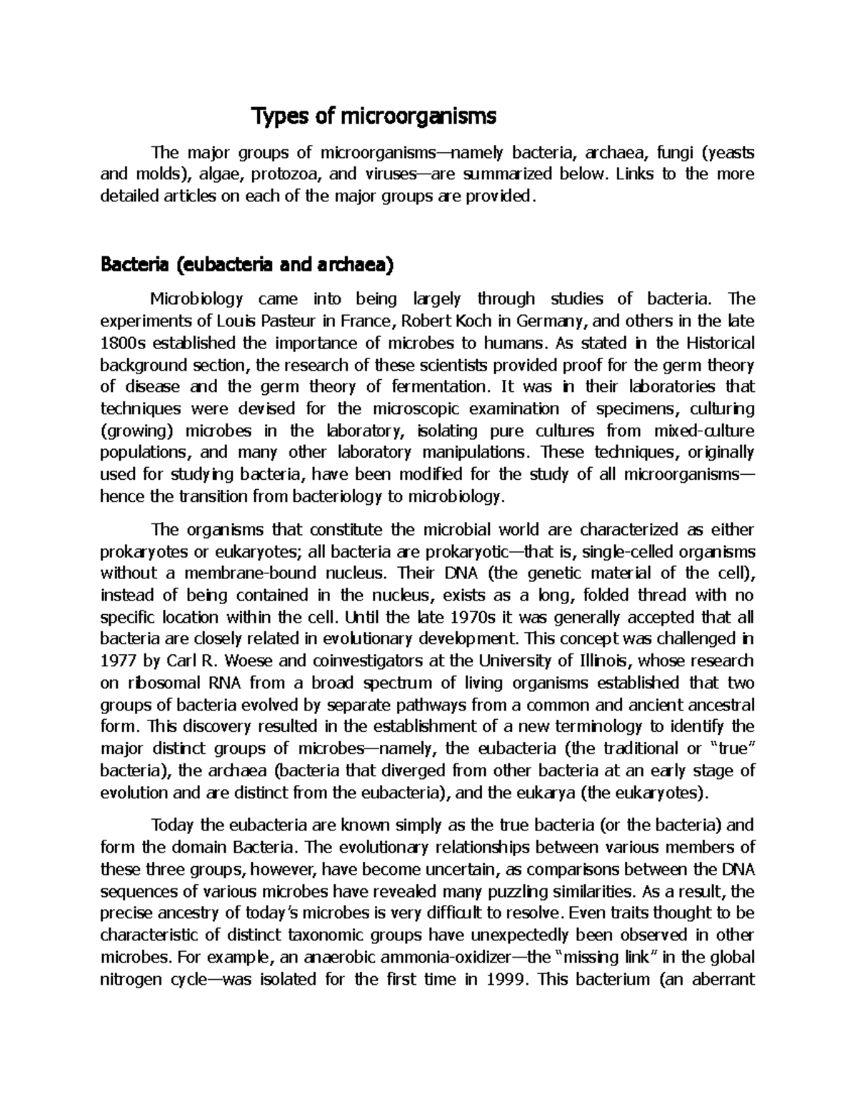 The Study and Types of microorganisms- Bacteria (eubacteria and archaea ...