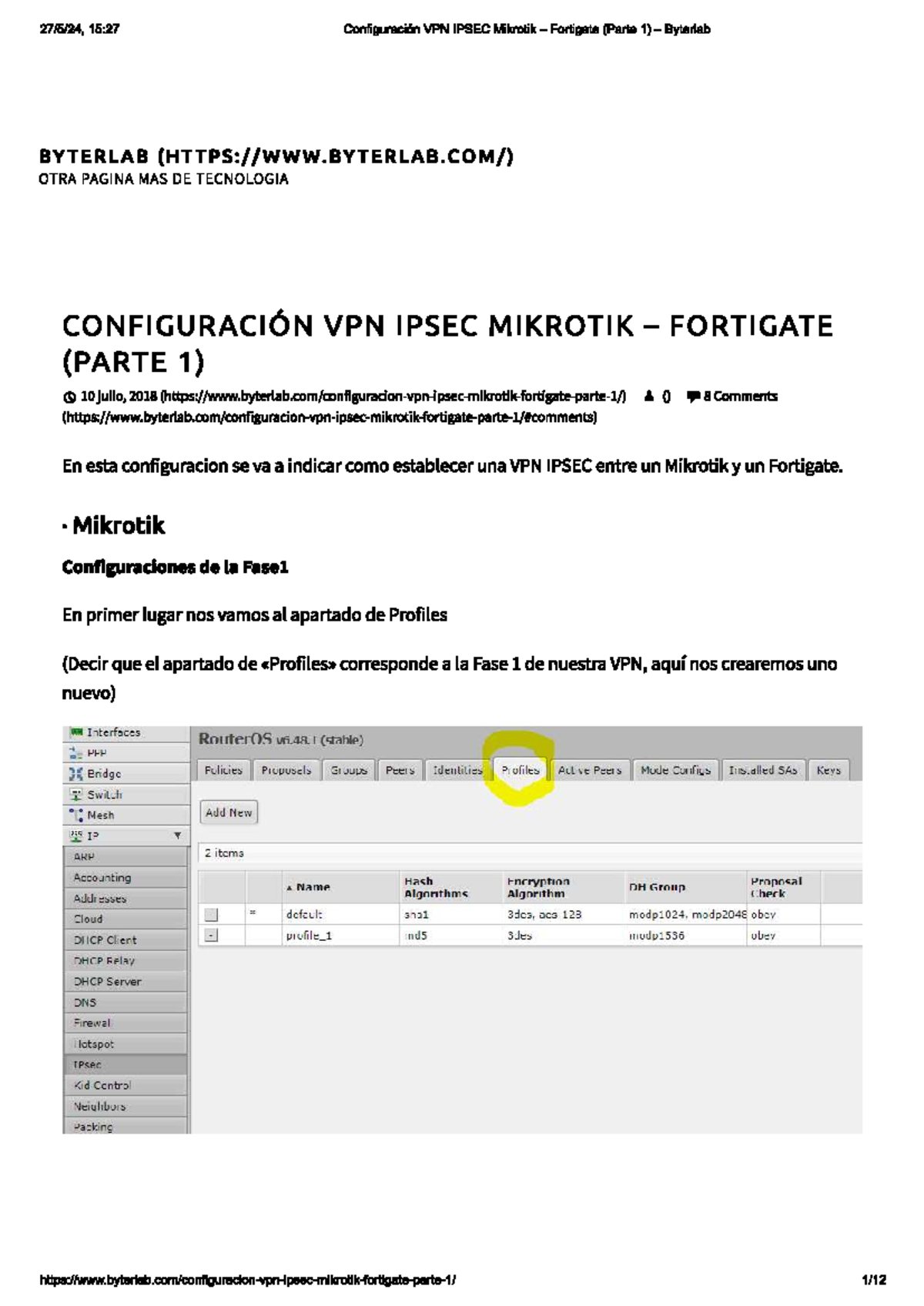 Vpn forticlient - forti VPN - 27/5/24, 15:27 Configuración VPN IPSEC Mikrotik - Fortigate (Parte ...