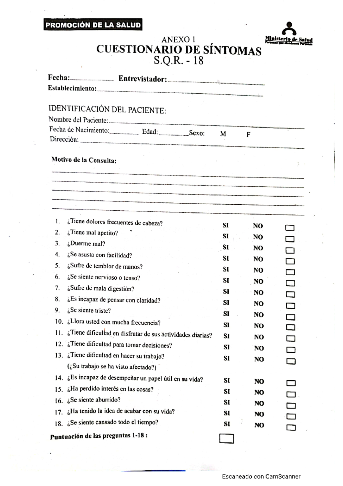SRQ - Prueba SRQ - salud y seguridad - Studocu