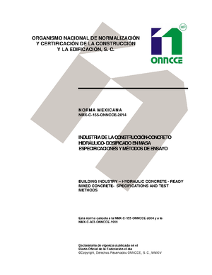 NMX-C-165- Onncce-2014 Densidad de la Arena - Derecho Agrario - Studocu